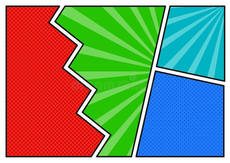 Colorful Comic Style Panel Design Illustration with Radiation and Dot ...