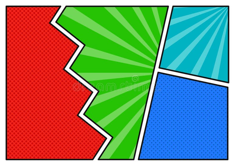 Colorful Comic Style Panel Design Illustration with Radiation and Dot ...
