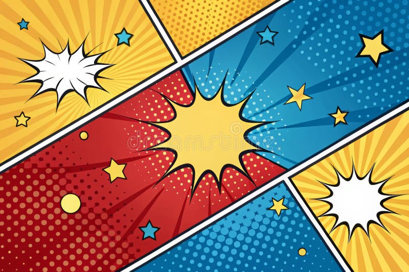 Colorful Comic-Style Pop Art Pattern with Vibrant Halftone Dots, Speech ...