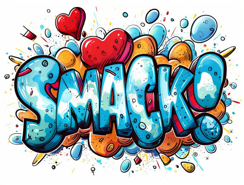 Colorful Comic-style SMACK Text with Explosive and Heart Elements in ...