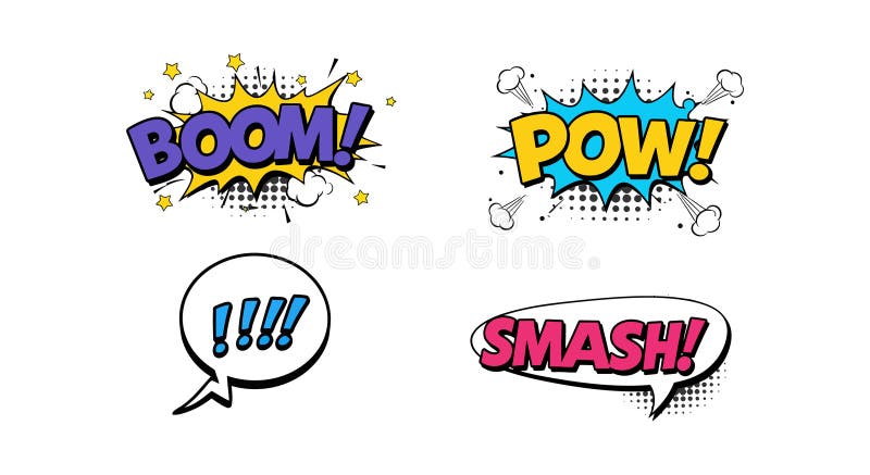 Colorful Comic-style Speech Bubbles with Dynamic Expressions in Flat ...