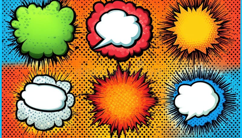 Colorful Comic Style Speech Bubbles on a Vibrant Background for ...