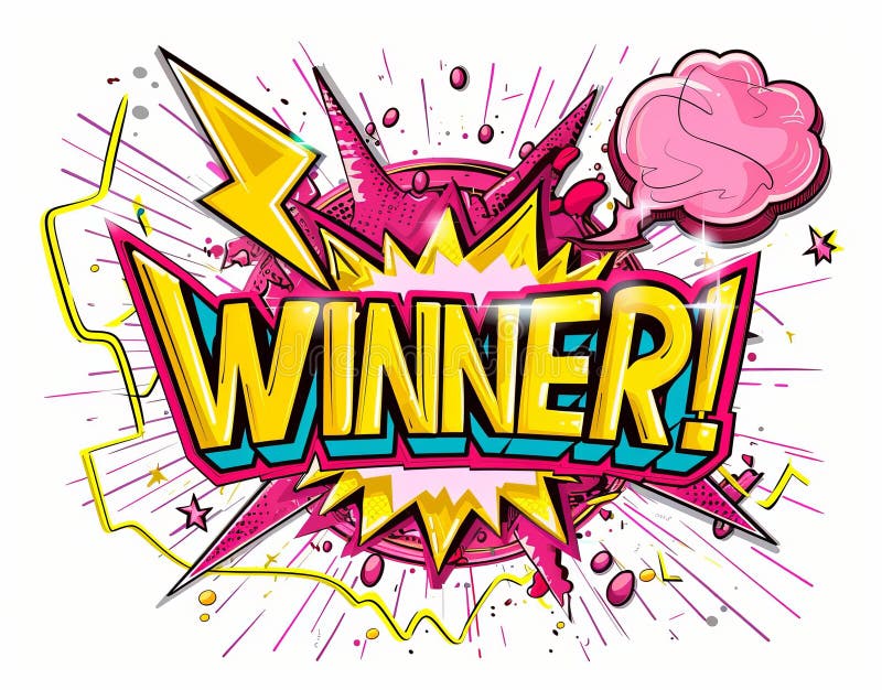 Colorful Comic-style Winner Illustration with Vibrant Explosion Effect ...