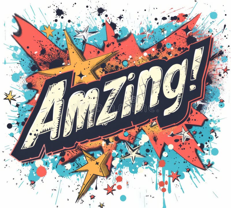 Colorful Comic Style Word Amazing! with Vibrant Explosion Background ...