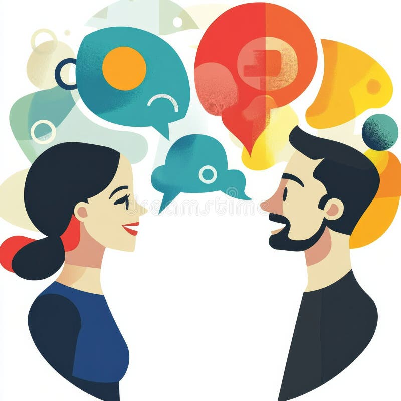 Colorful Communication Abstract Art Two People Sharing Ideas Stock Photos - Free & Royalty-Free ...