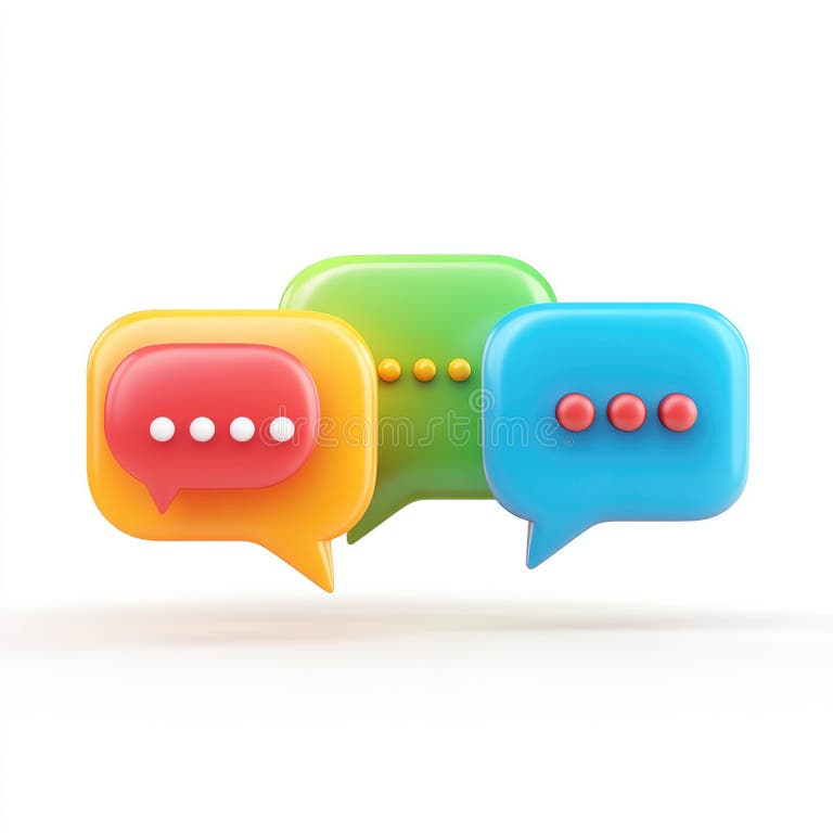 Colorful 3D Speech Bubbles for Communication Concept Stock Illustration ...