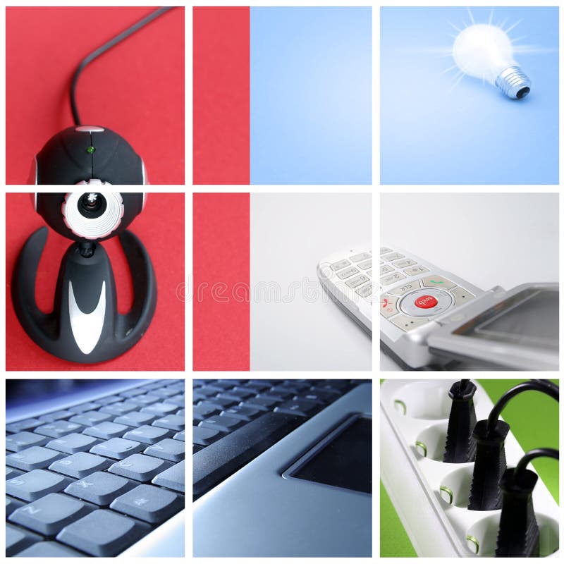 Technology collage stock photo. Image of cables, discs - 7738842