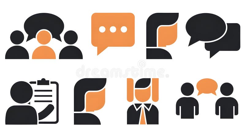 A Set of Vibrant Icons Illustrating Communication, Teamwork, and ...