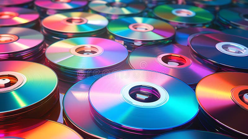 Colorful Compact Discs Creating a Stunning Vintage Background Stock ...