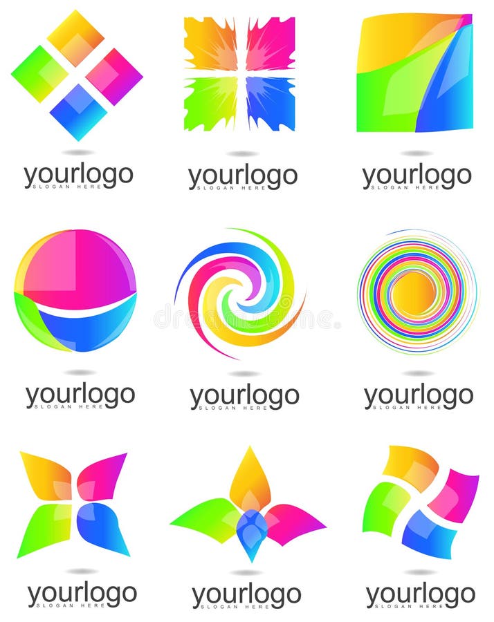 Colorful Company Logo Elements Set Stock Illustration - Illustration of ...