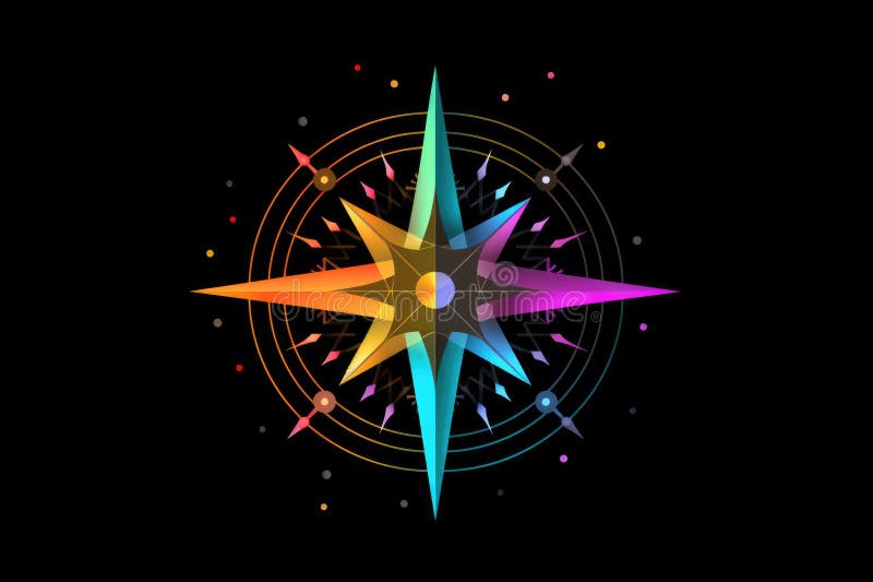 Colorful Compass Icon Black Background Stock Illustration ...