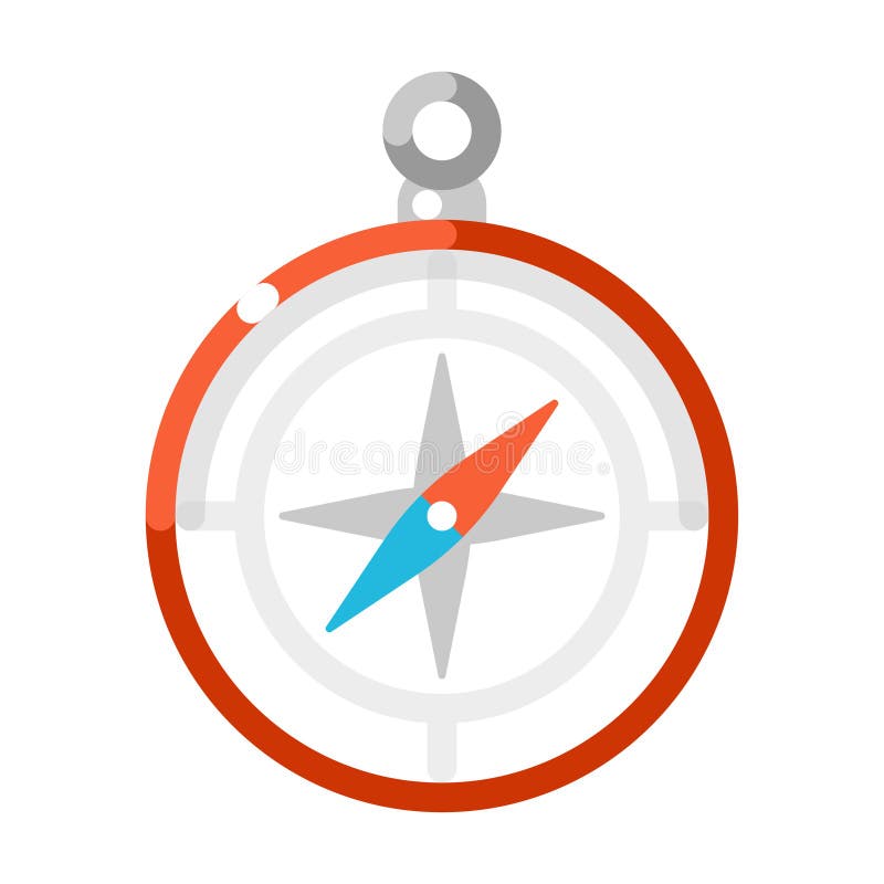 Colorful Compass Vector Flat Illustration. Equipment with Arrow for Map ...