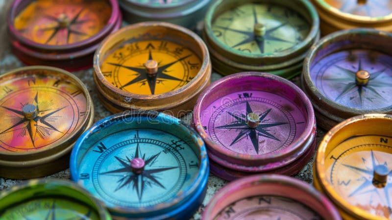 Colorful Compasses for Creative Expression Stock Illustration ...