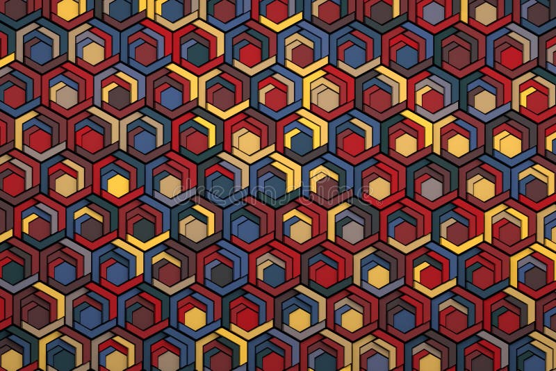 Colorful Complex Hexagonal Pattern Stock Illustration - Illustration of ...