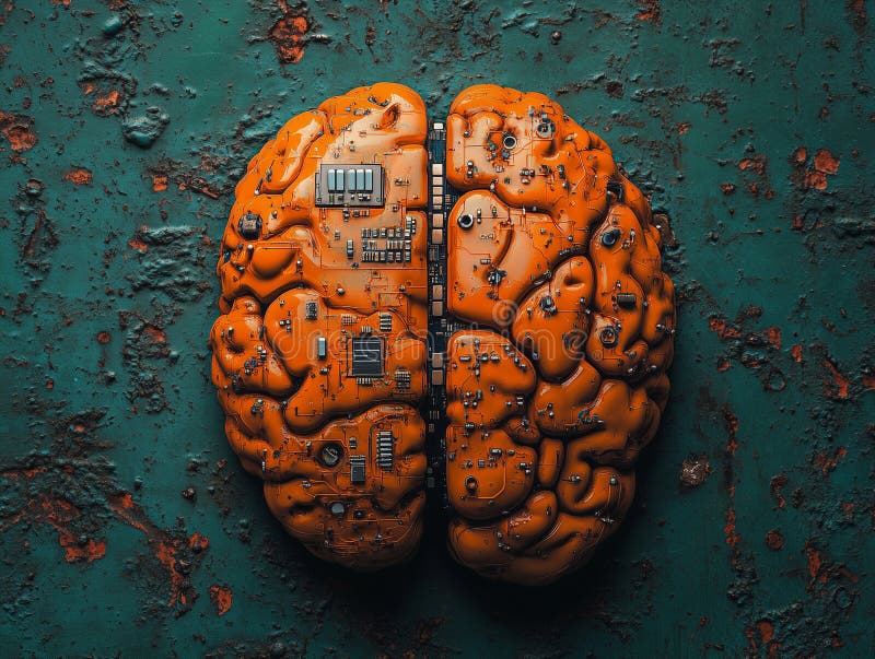 Colorful and Complex Human Brain Design Made of Circuit Board Elements ...