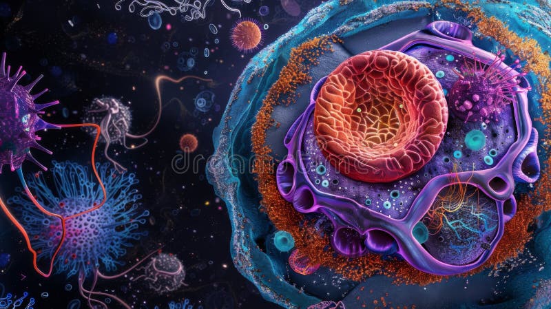 A Colorful Composite Image of an Animal Cell with the Different ...