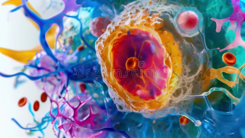 A Colorful Composite Image of an Animal Cell with the Different ...