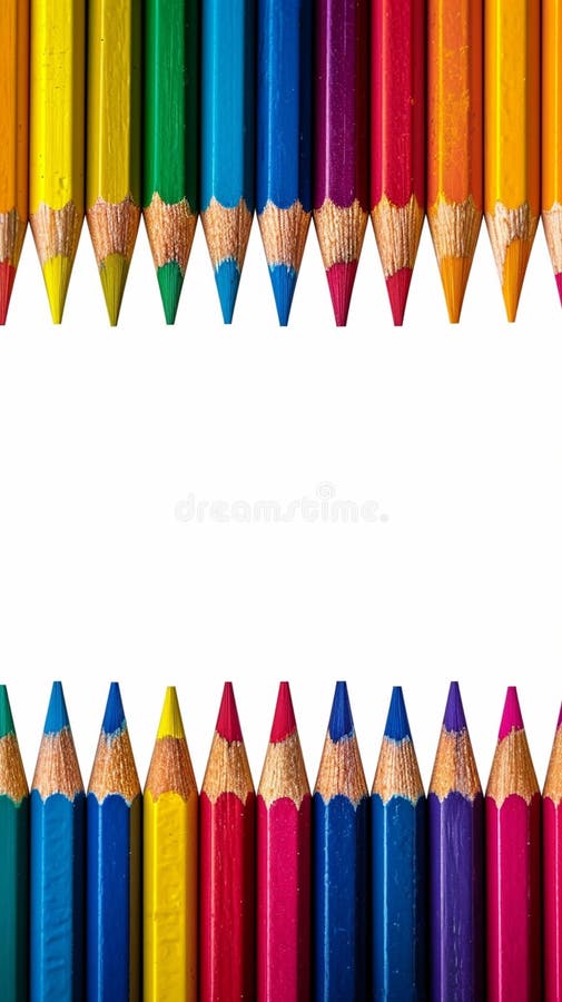 Colorful Composition Frame Border Made of Vibrant Pencils on White ...
