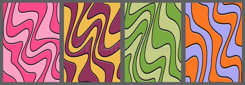 A Colorful Composition of Sinuous Lines. Colored Curved Lines with ...