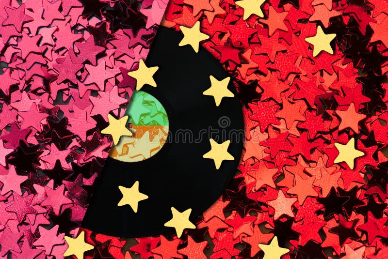 Colorful Composition with Vinyl Records and Stars Stock Illustration ...