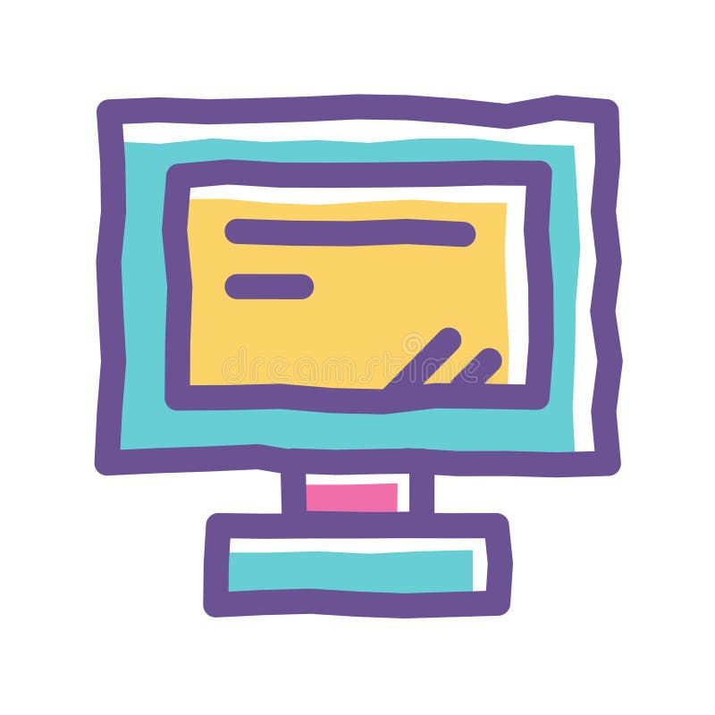Computer Doodle Icon. Top View of Laptop. Vector Illustration Isolated ...
