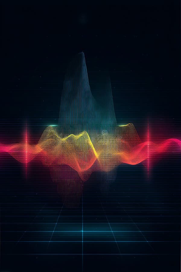 Colorful, Computer-generated Waveform on a Dark Background. the ...