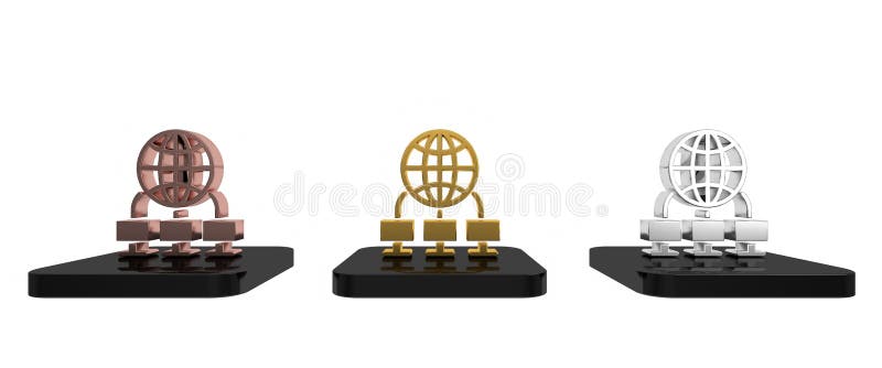 Colorful Computer Network Icon Isolated on White Background. Laptop ...