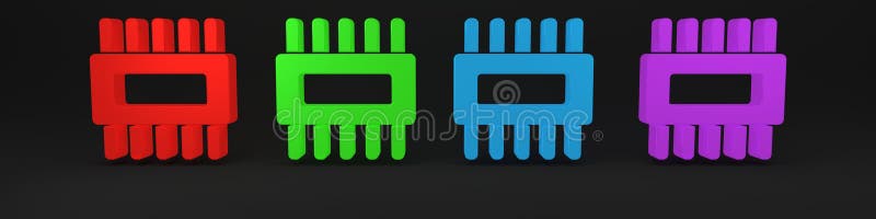 Colorful Computer Processor with Microcircuits CPU Icon Isolated on ...
