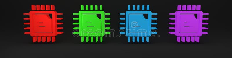 Colorful Computer Processor with Microcircuits CPU Icon Isolated on ...