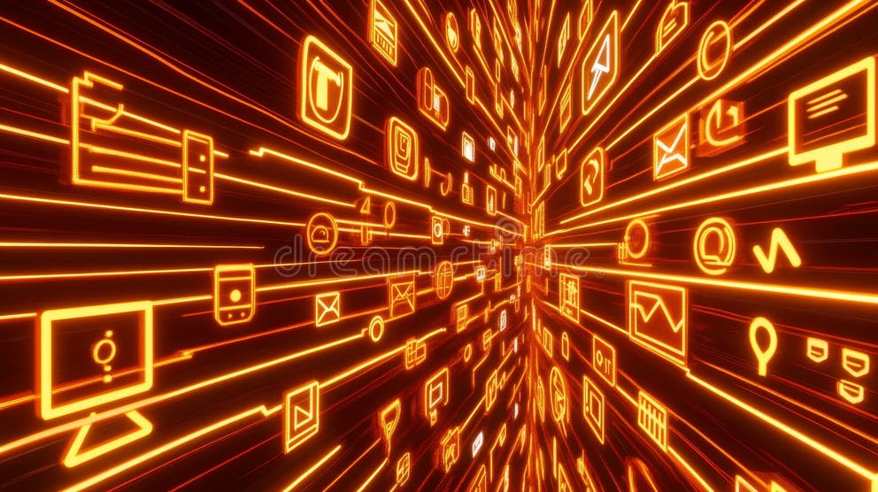 A Colorful Computer Screen Interface with Multiple Application Icons ...