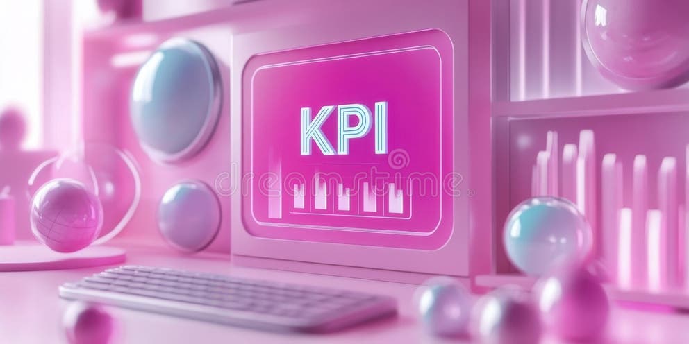 Colorful Computer Setup Displaying KPI Metrics with Vibrant Design ...