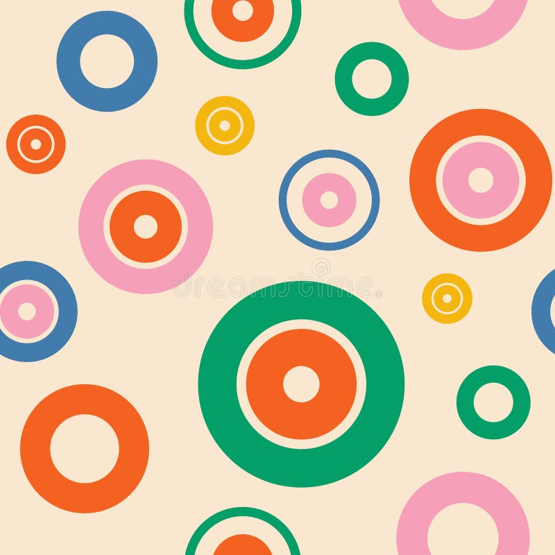 Colorful Concentric Circles Pattern on Beige Background Stock ...
