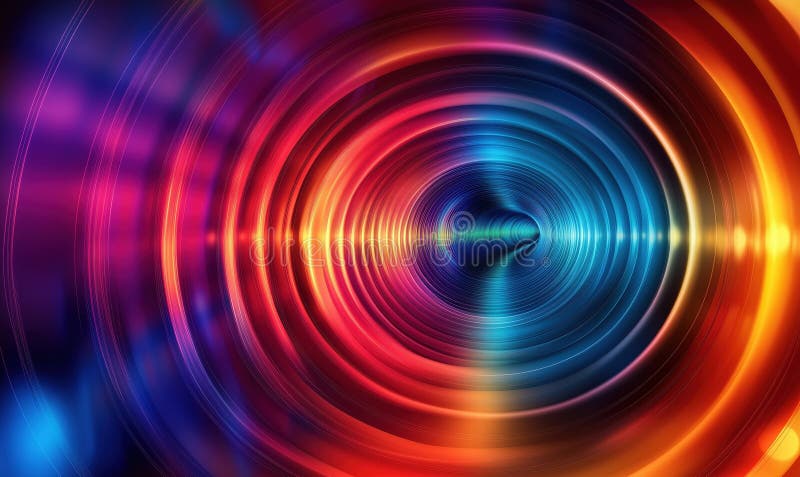 Colorful Concentric Circles Radiating Light, Vibrant Hues of Red, Blue ...