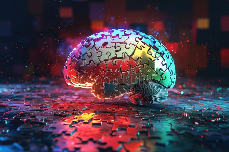 Colorful Conceptual Representation of the Human Brain Made of Puzzle ...