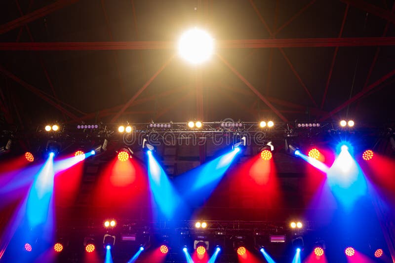 Colorful Concert Lights on Empty Stage Stock Image - Image of ...