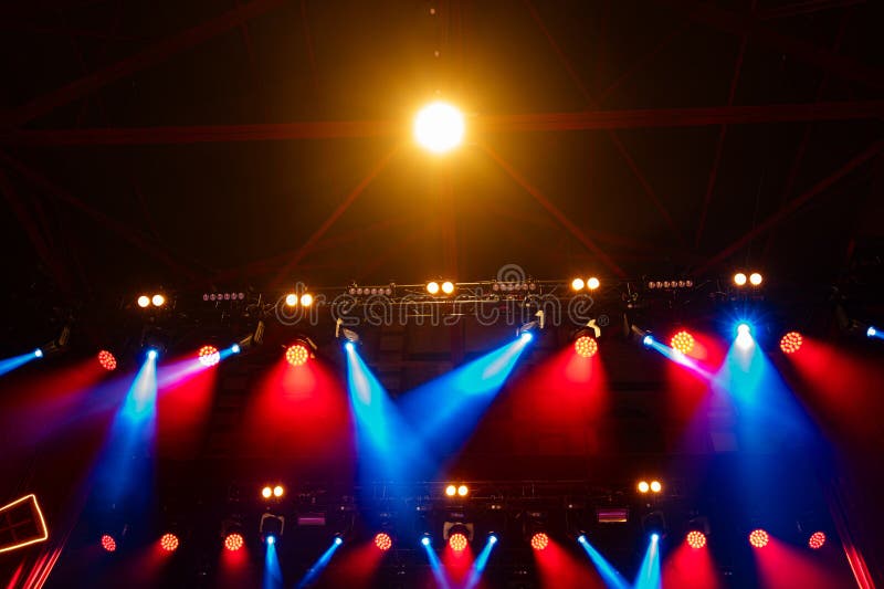 Colorful Concert Lights on Empty Stage Stock Image - Image of lamp ...