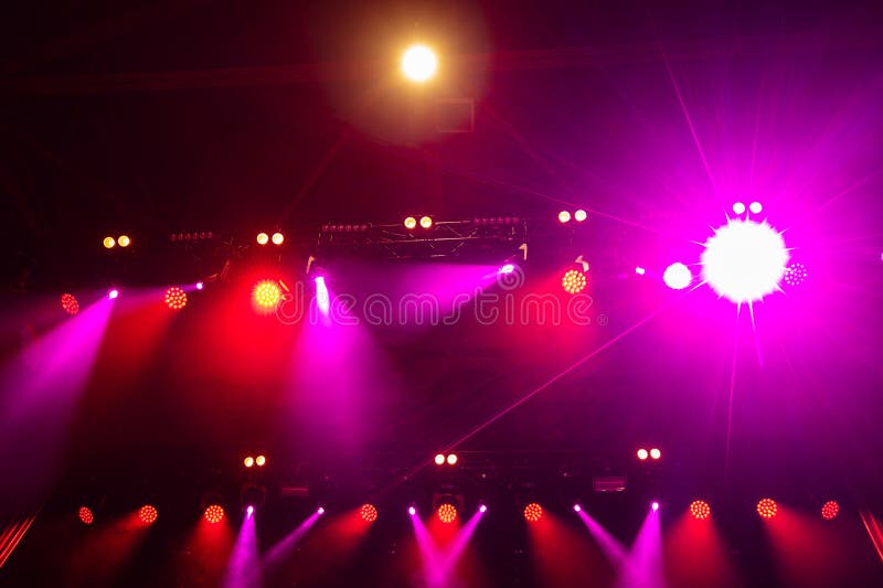 Colorful Concert Lights on Empty Stage Stock Photo - Image of music ...
