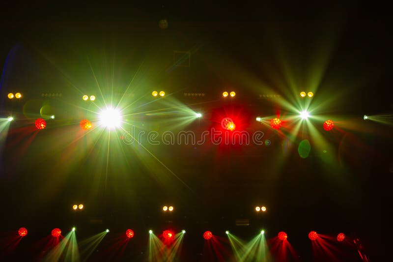 Colorful Concert Lights on Empty Stage Stock Image - Image of club ...