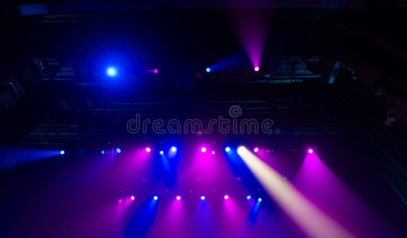 Colorful Concert Lights on Empty Stage Stock Photo - Image of design ...