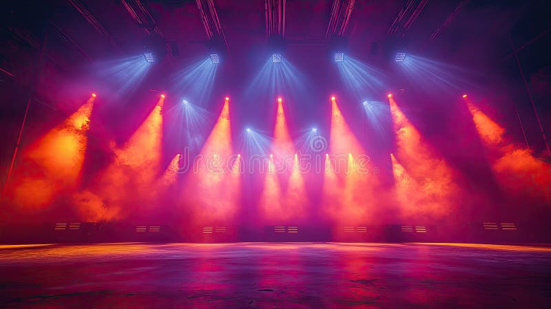 Colorful Concert Stage with Vibrant Spotlights Stock Illustration ...