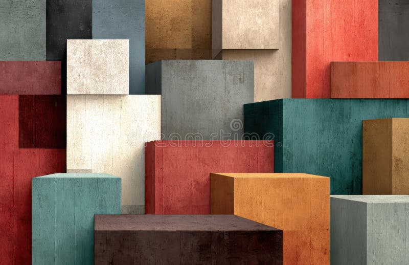 Colorful Concrete Cubes Forming an Abstract Composition Stock ...