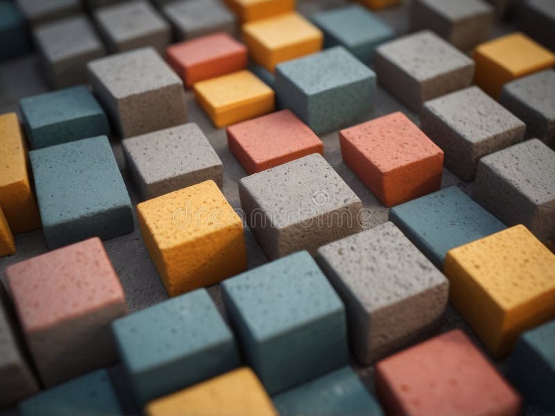 Colorful Concrete Surface with Geometric Shapes and Lines. Stock Image ...