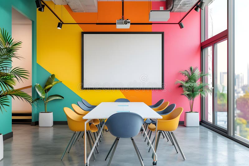 Colorful Conference Room with White Board Stock Illustration ...