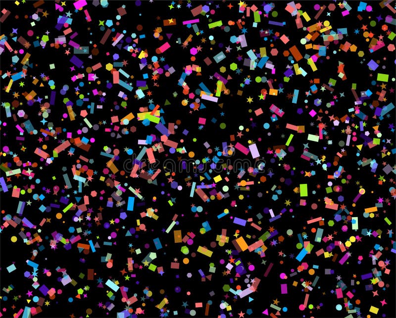 Colorful Confetti on a Black Background. Illustration of a Drop of ...