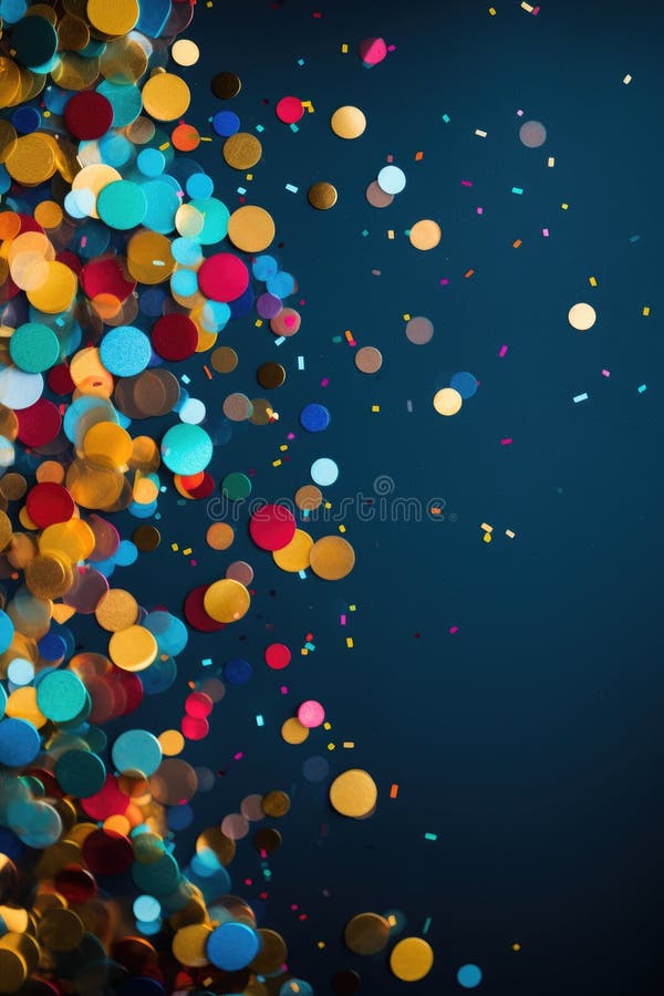 Colorful Confetti on Blue Background AI Generated Stock Photo - Image ...