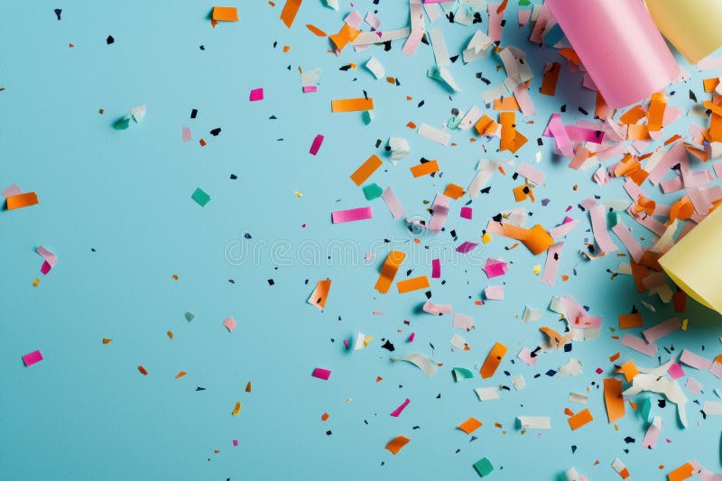 Colorful Confetti Explosion on Blue Background Stock Illustration ...