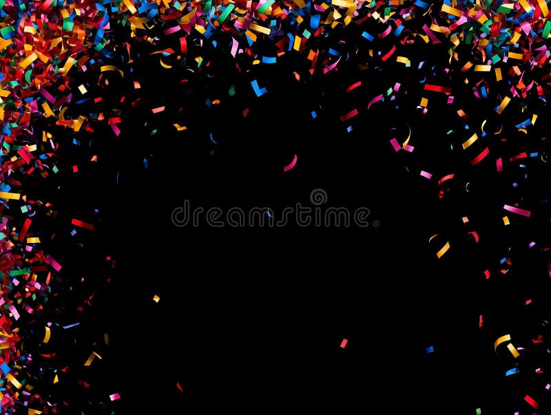 Colorful Confetti Falling Against a Black Background, Vibrant ...