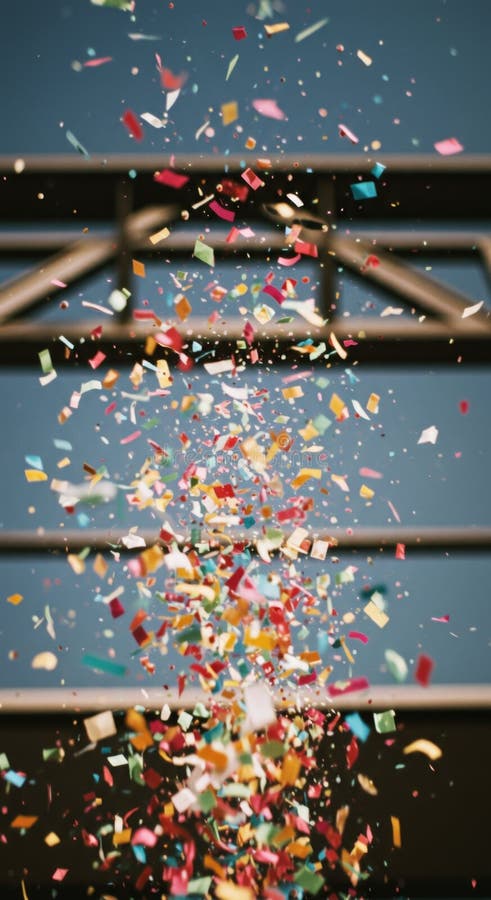 Colorful Confetti Falling Against a Blue Background Stock Illustration ...