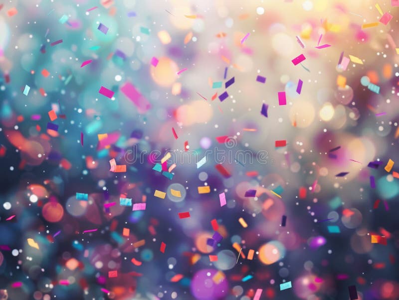 Colorful Confetti Falling Against a Blurred Bokeh Background Stock ...
