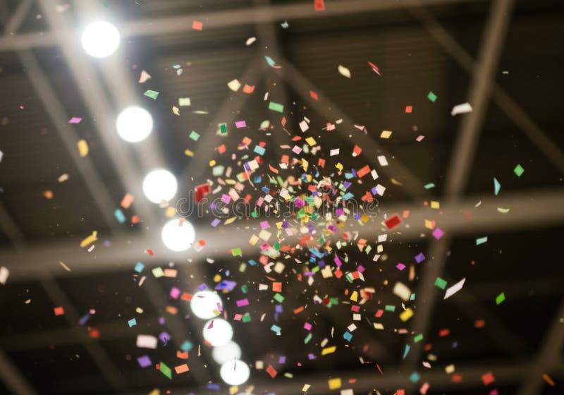 Colorful Confetti Falling Against a Dark Background Stock Illustration ...